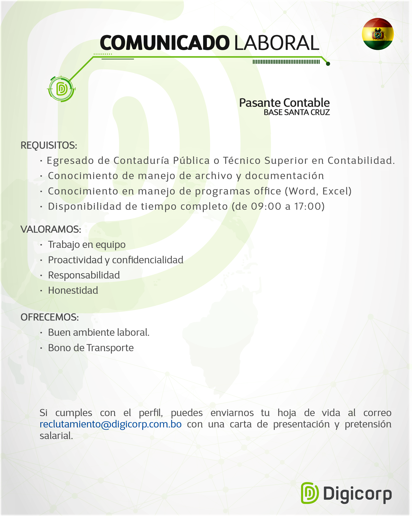 PASANTE CONTABLE | Trabajando Bolivia